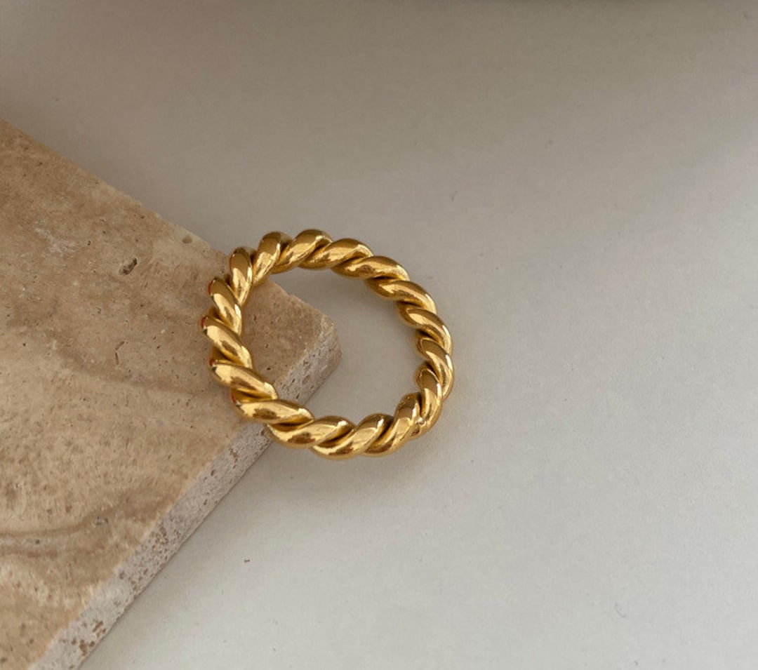 18K Gold Twisted Ring Gold Twisted Rope Ring Dainty Gold - Etsy