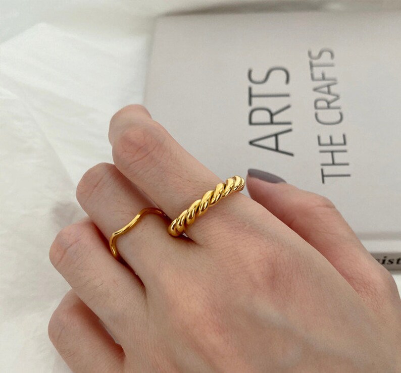 18K Gold Twisted Ring Gold Twisted Rope Ring Dainty Gold - Etsy
