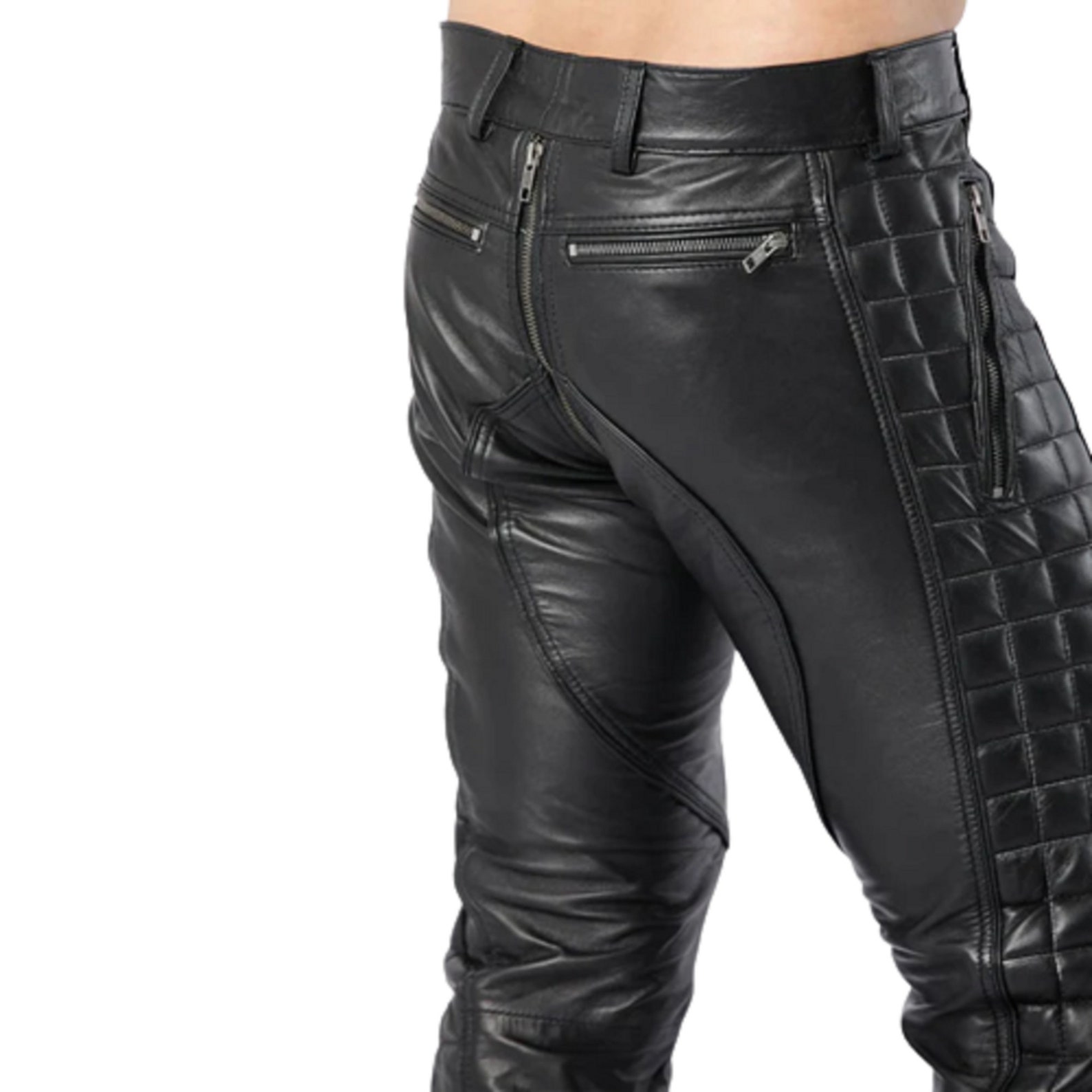 Handmade Mens Black Leather Quilted Pants Rocker Leather - Etsy