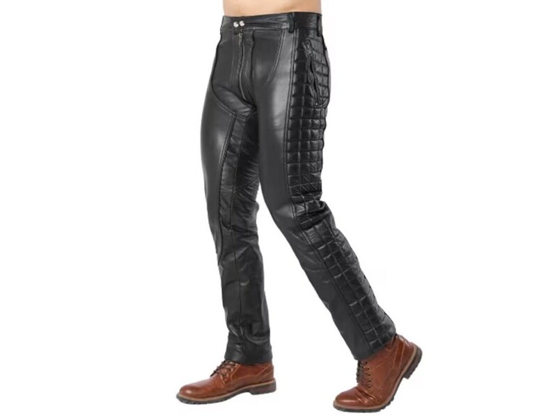 Handmade Mens Black Leather Quilted Pants Rocker Leather - Etsy