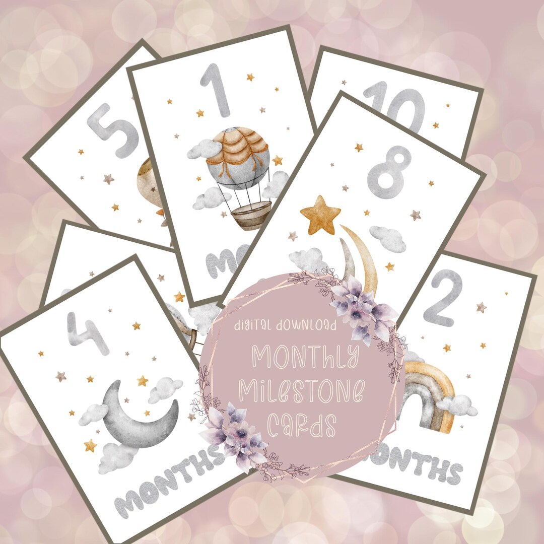 Monthly Baby Milestones Cards - Printable Digital Download for Baby’s ...