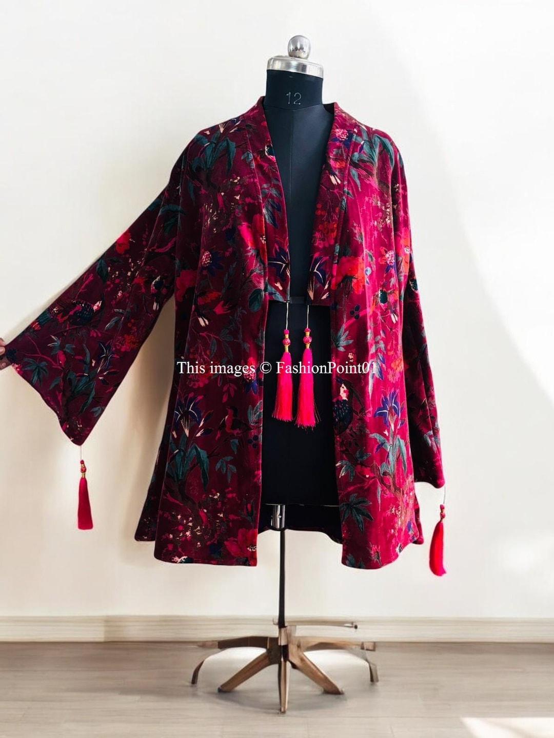 Indian Bird Printed Handmade Cotton Velvet Fabric Soft Banyan Velvet ...