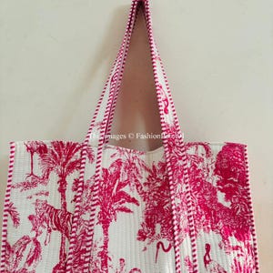 Indian Tote Bags Quilted Handmade Cotton Block Printed Large Shoulder ...