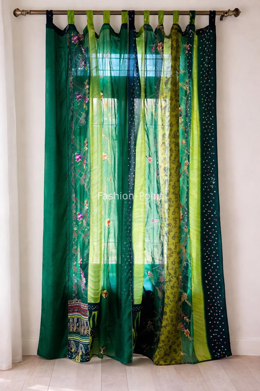 Handmade Silk Saree Curtain: Boho Patchwork Window Decor - Etsy