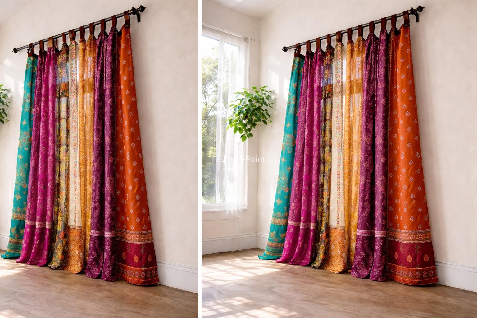 Handmade Silk Saree Curtain: Boho Patchwork Window Decor - Etsy