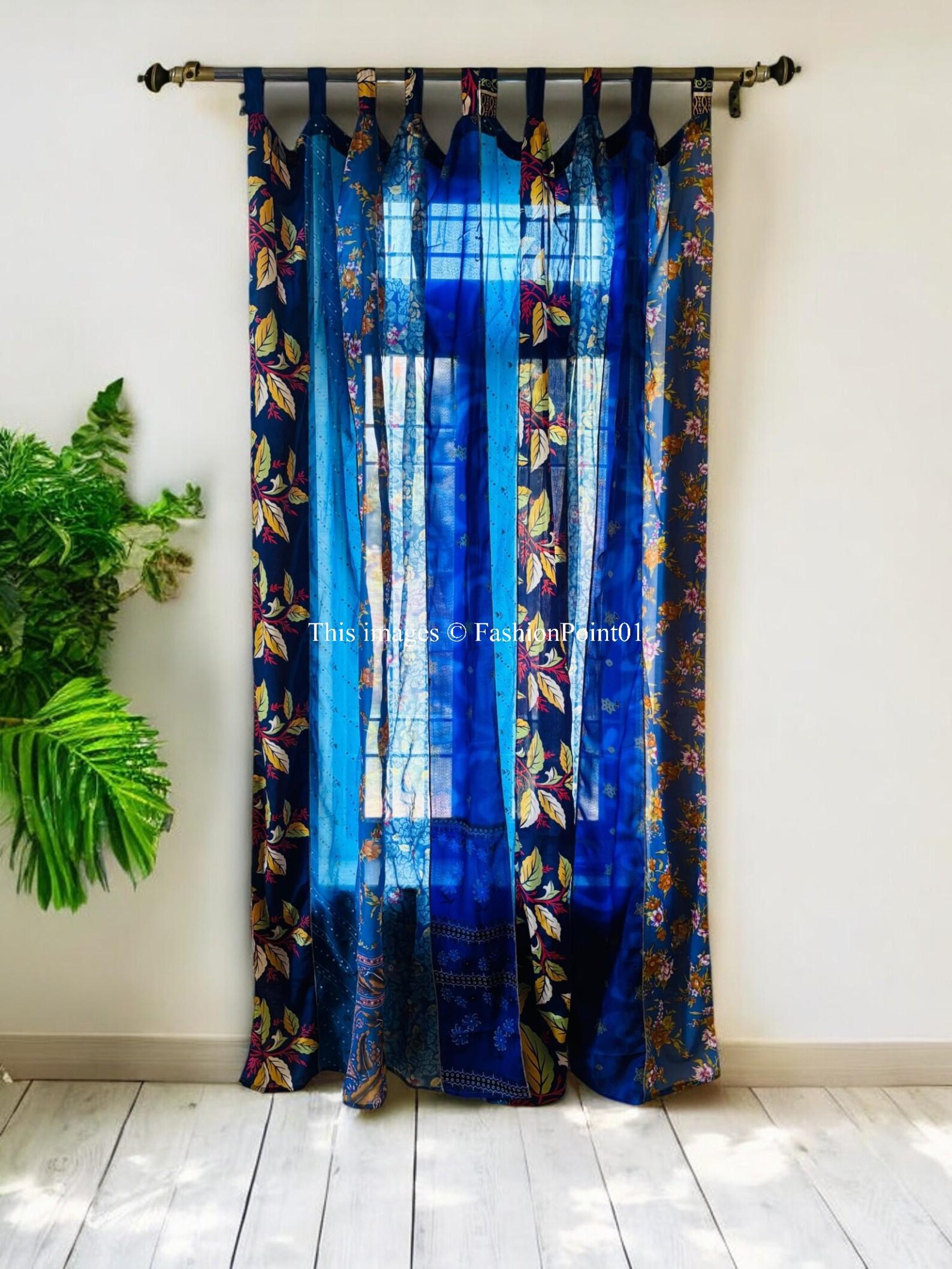 Handmade Silk Saree Curtain: Boho Patchwork Window Decor - Etsy