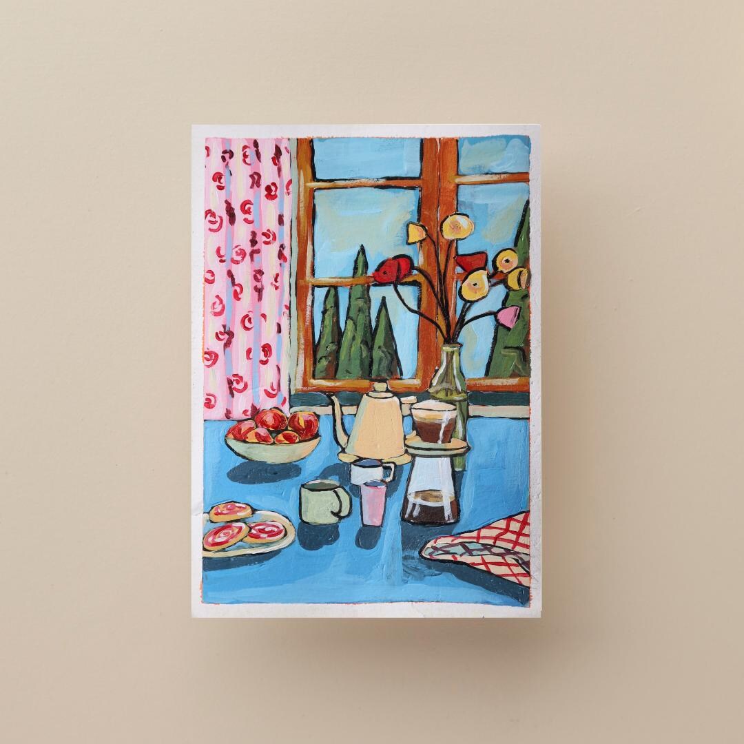 ORIGINAL Acrylic Art “blue Breakfast” – Wall Art, Hand-painted ...