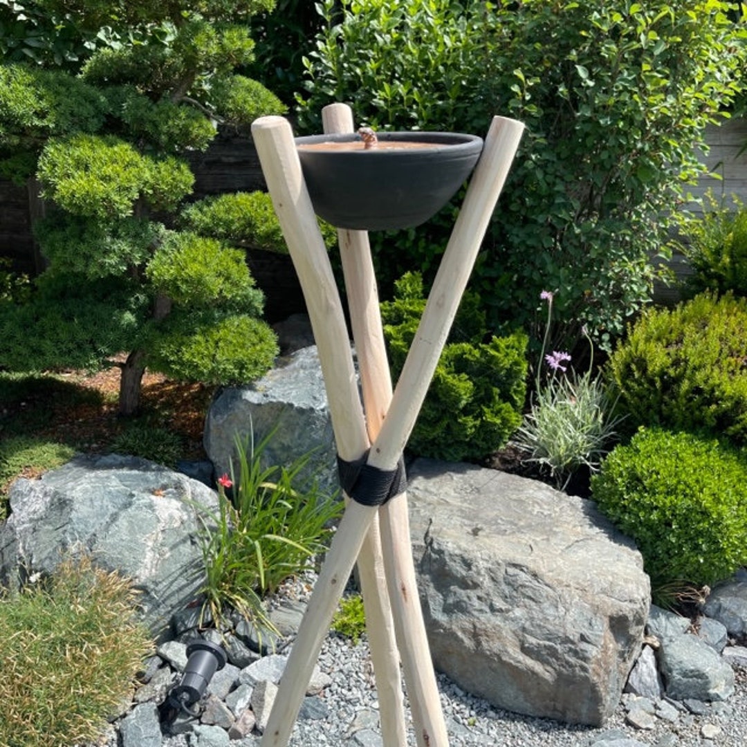 Beldi Outdoor Candle Tripod, Black Boho Chic Torch, Brazier, Artisanal ...