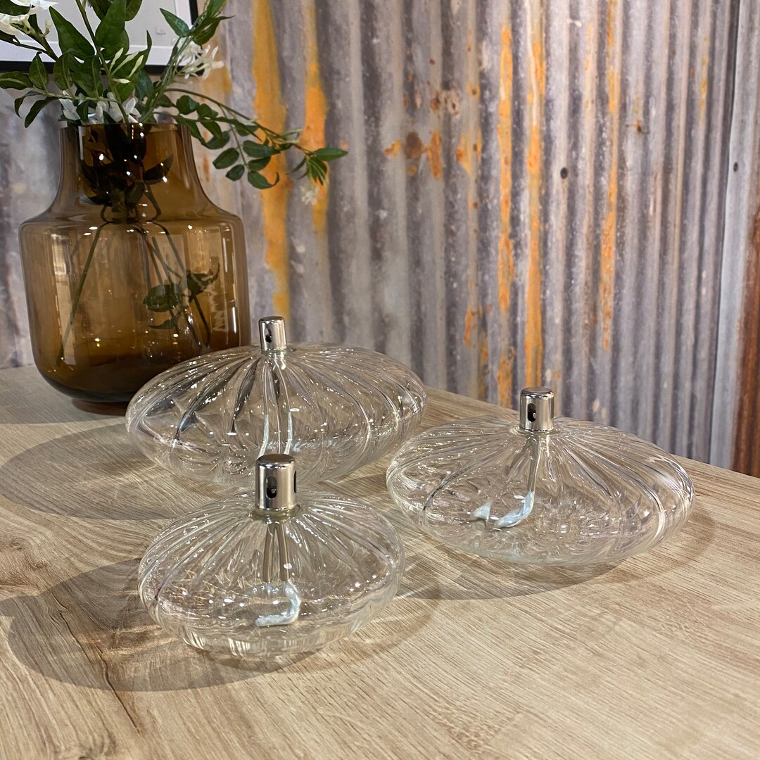 Modern Glass Oil Lamp, Transparent, Ribbed, Living Room Decoration ...