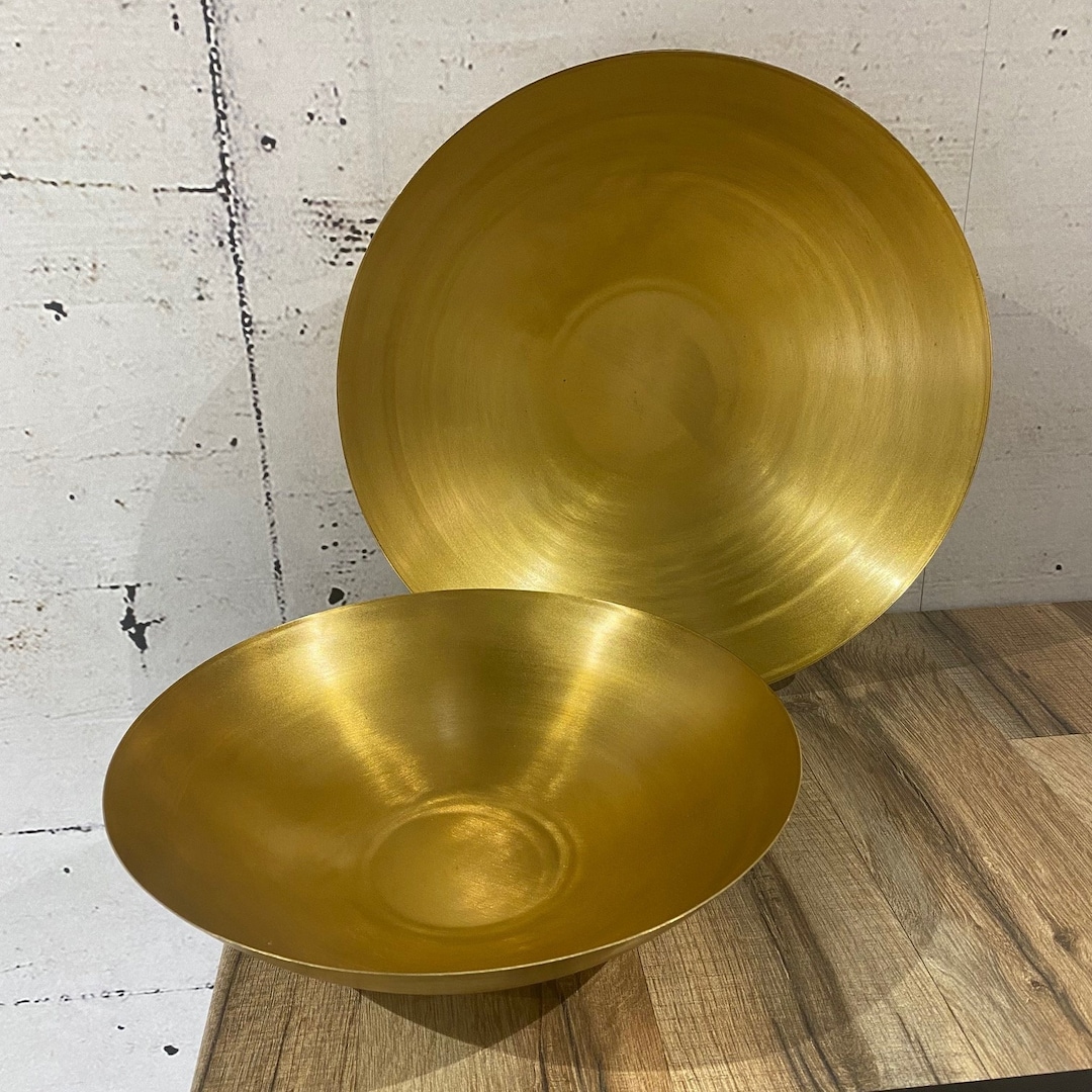 Two Gold Gilded Dishes, Gilded Metal, Plate, Fruit Bowl, Plant Pot. - Etsy