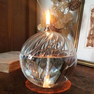 Modern Glass Oil Lamp, Transparent, Ribbed, Living Room Decoration ...
