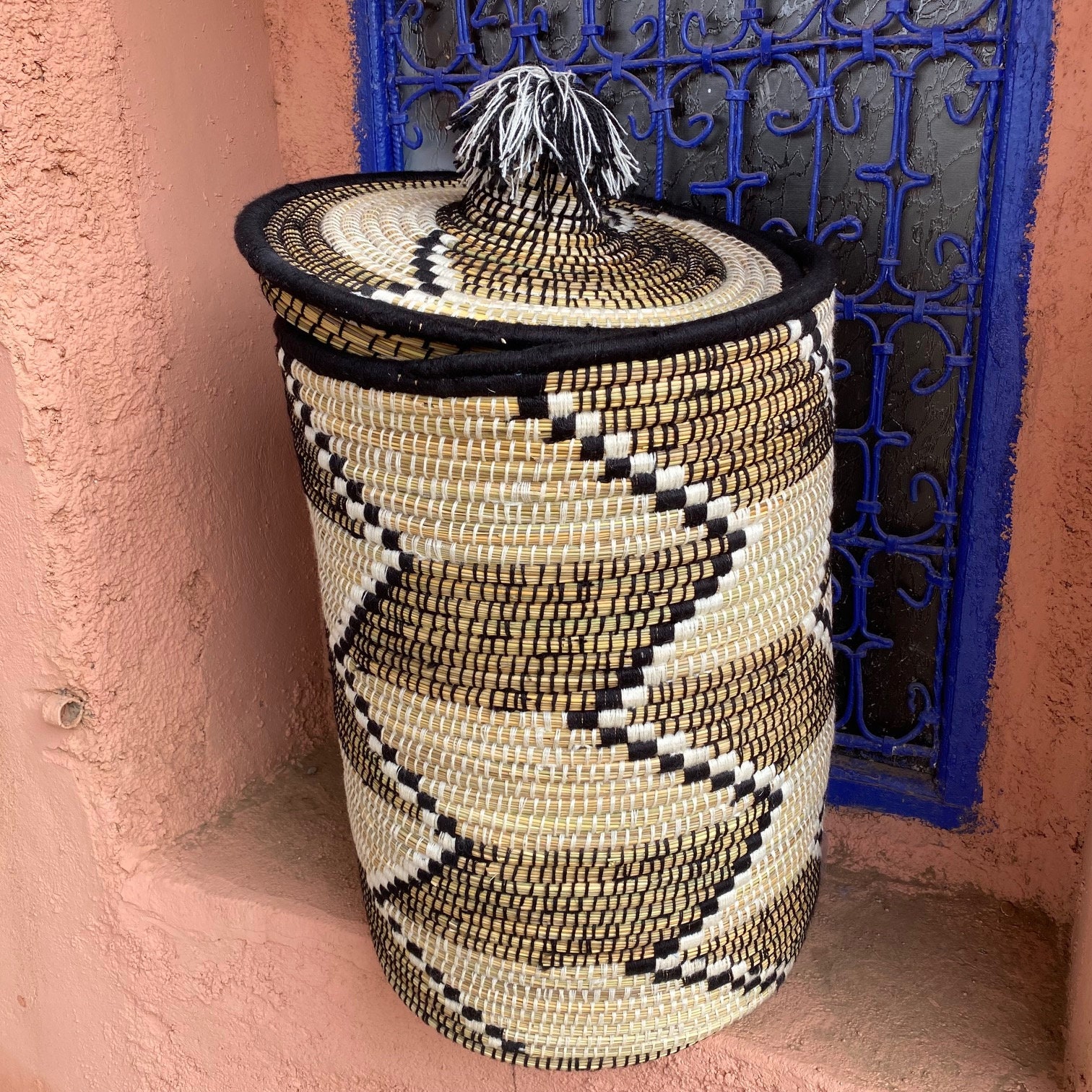 Moroccan Berber Basket, Hand-woven in Morocco, Laundry Basket, Toy ...