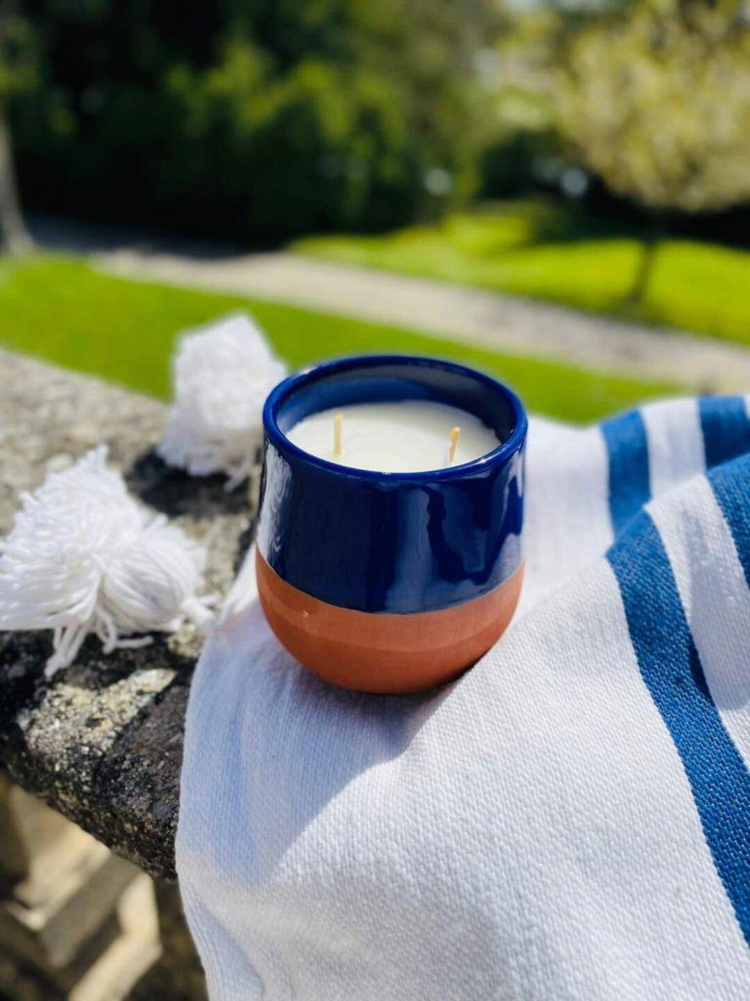 Handmade Scented Candle Fleur Oranger Terracotta and Majorelle Blue ...