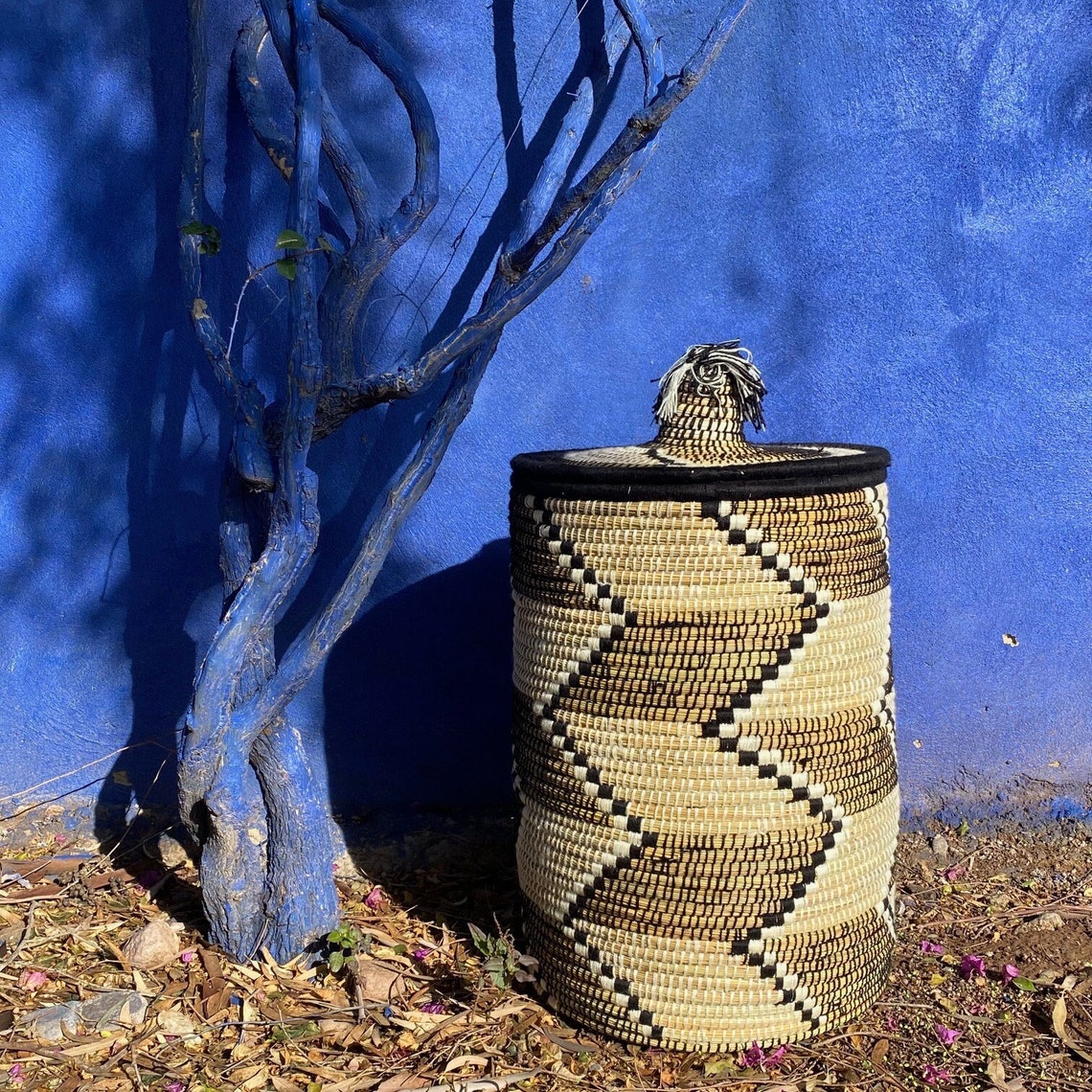Moroccan Berber Basket, Hand-woven in Morocco, Laundry Basket, Toy ...