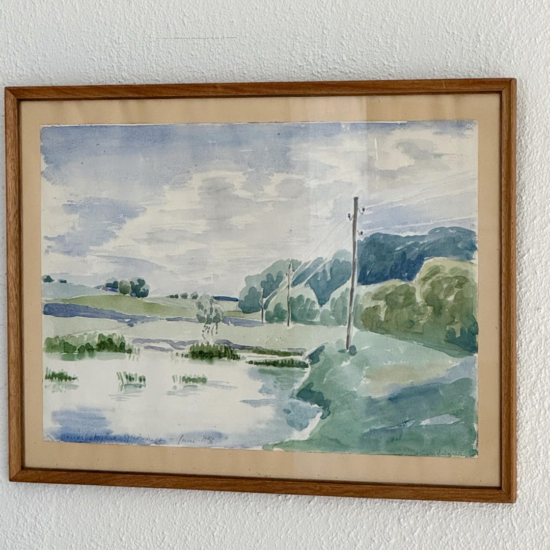 Original Danish Watercolor Signed Knud Helmer From 1956 - Etsy