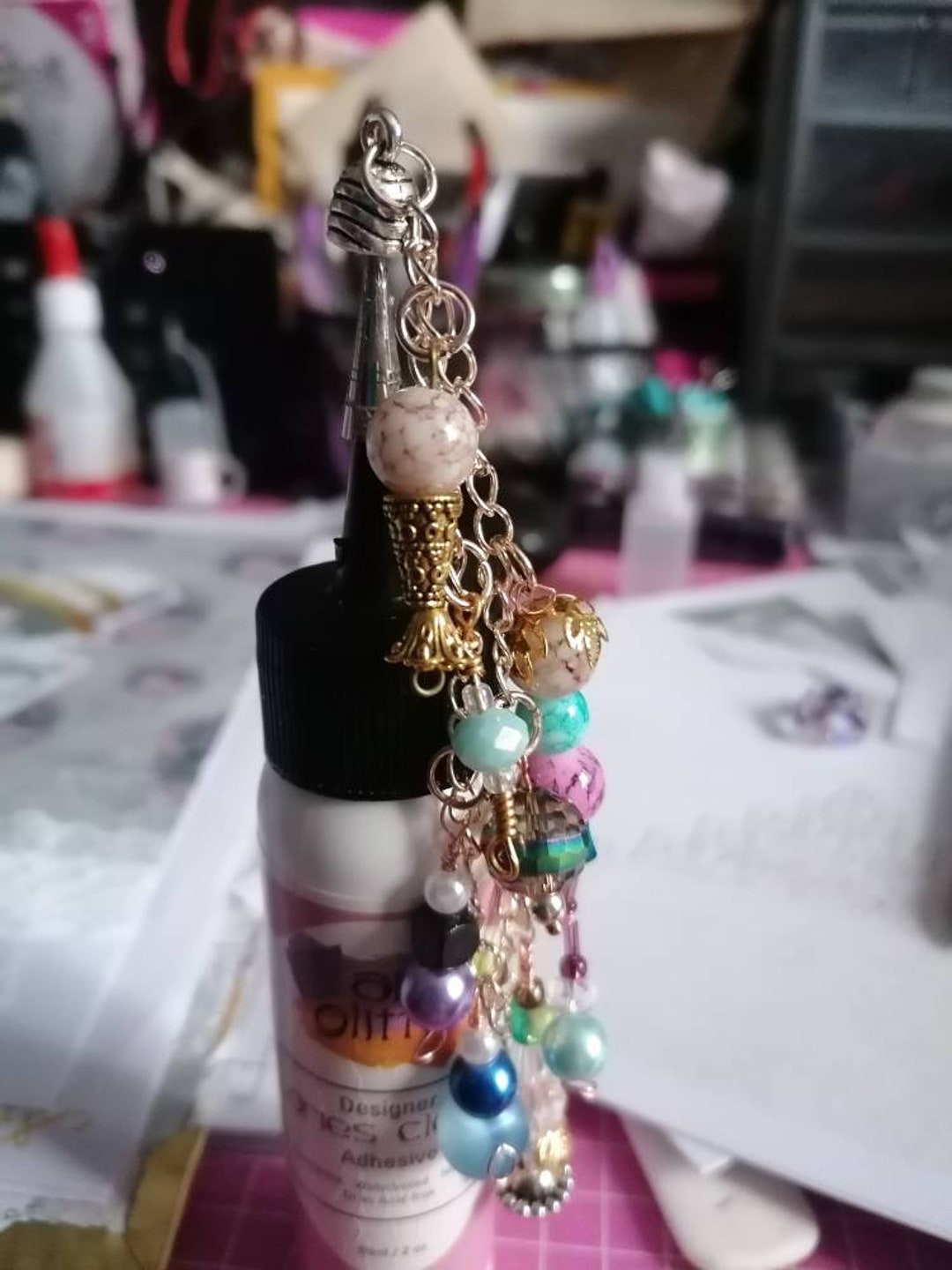 Stopper Topper Glitter Glue Pin With Dangles - Etsy