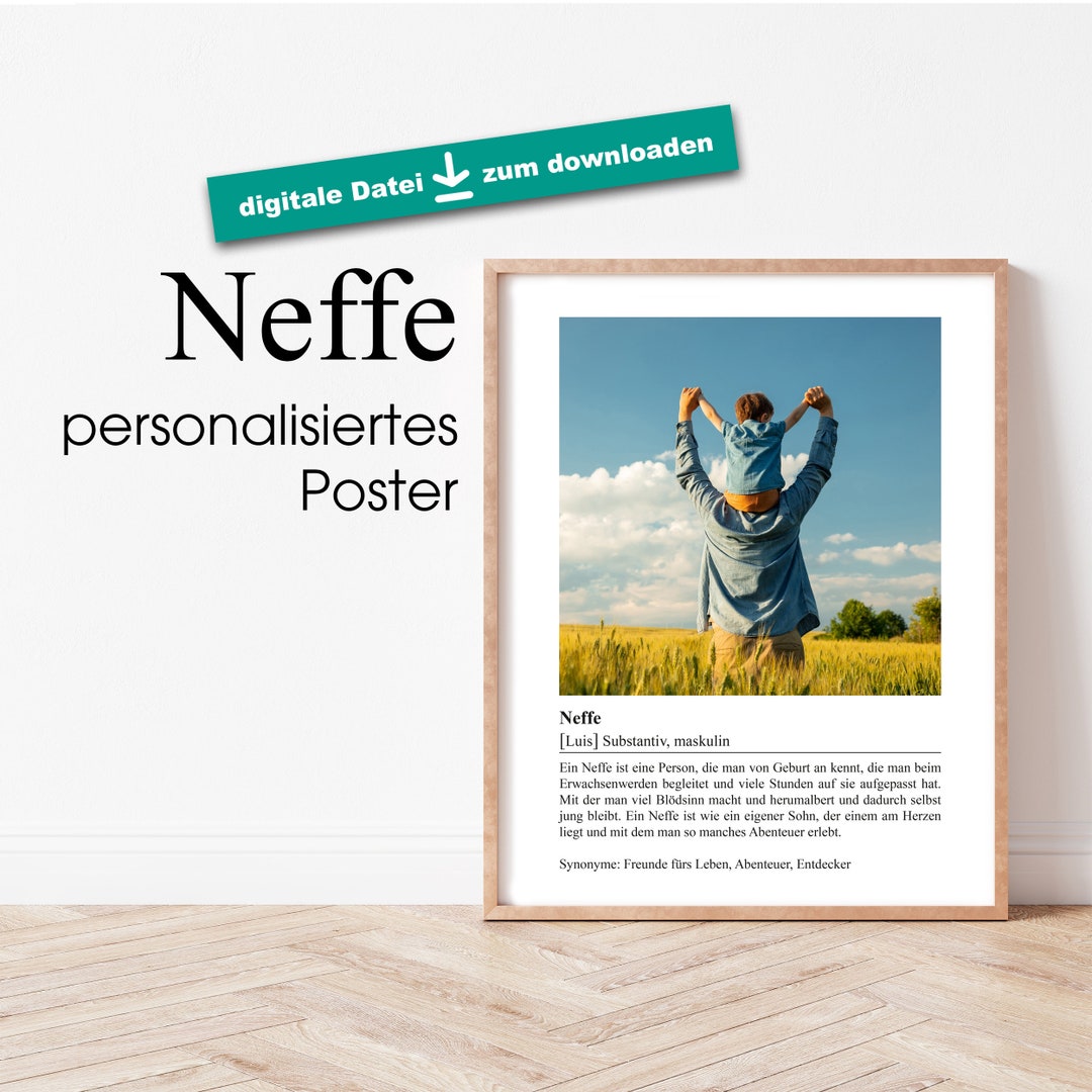 Personalisiertes Poster Definition Neffe Geschenk Als Digitale Datei ...