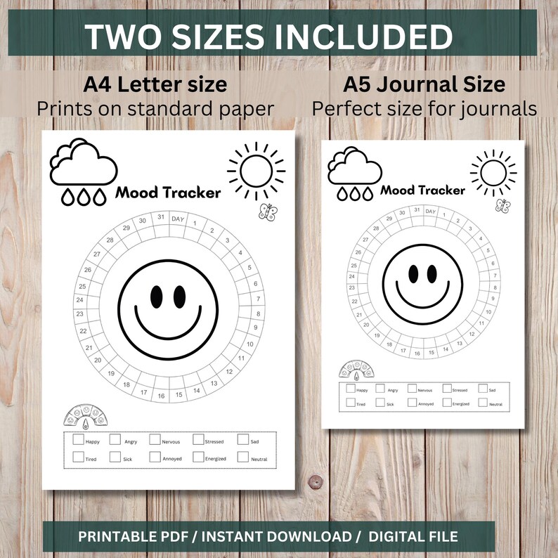 Mood Tracker Printable, PRINTABLE Journal Page, Coloring Tracker, Mood ...