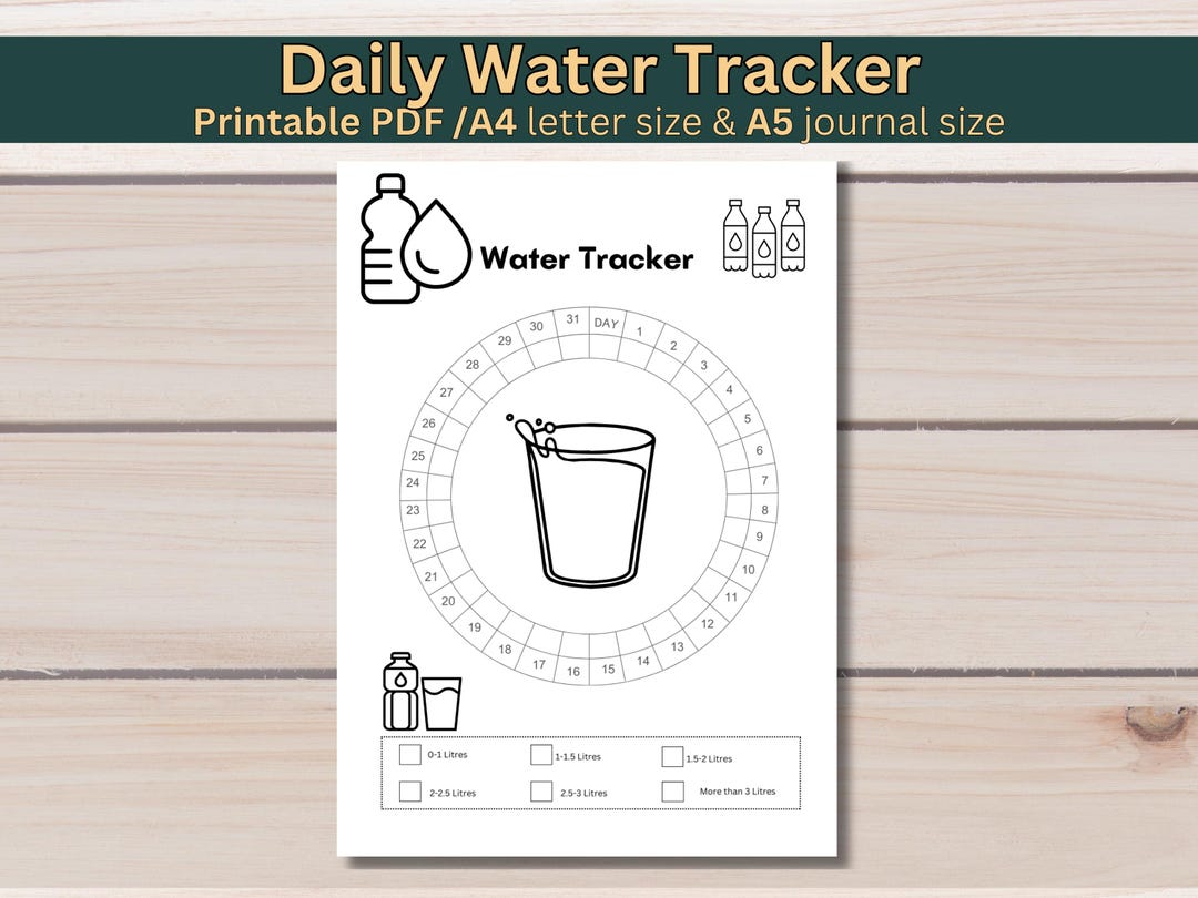 Water Tracker Monthly - PRINTABLE Journal Page - A5 Journal Page ...