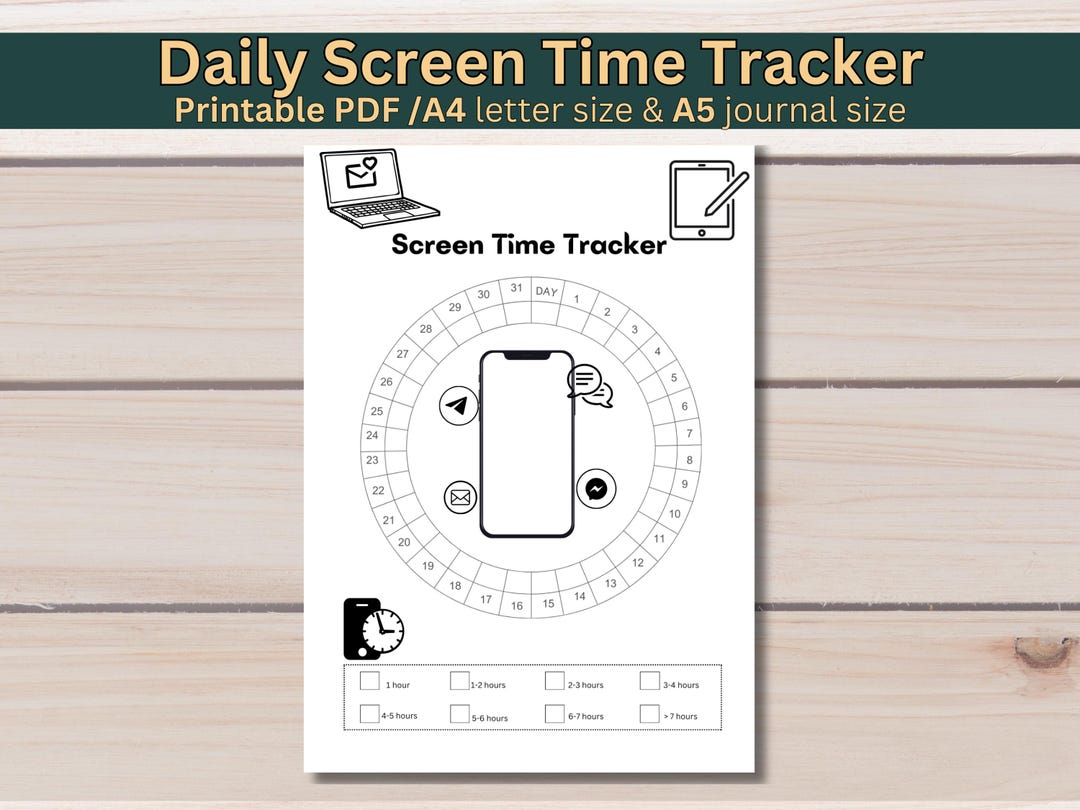 Screen Time Tracker, Printable Journal Page, A5 Monthly Bullett Journal ...