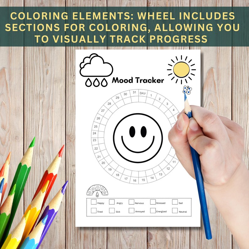 Mood Tracker Printable, PRINTABLE Journal Page, Coloring Tracker, Mood ...
