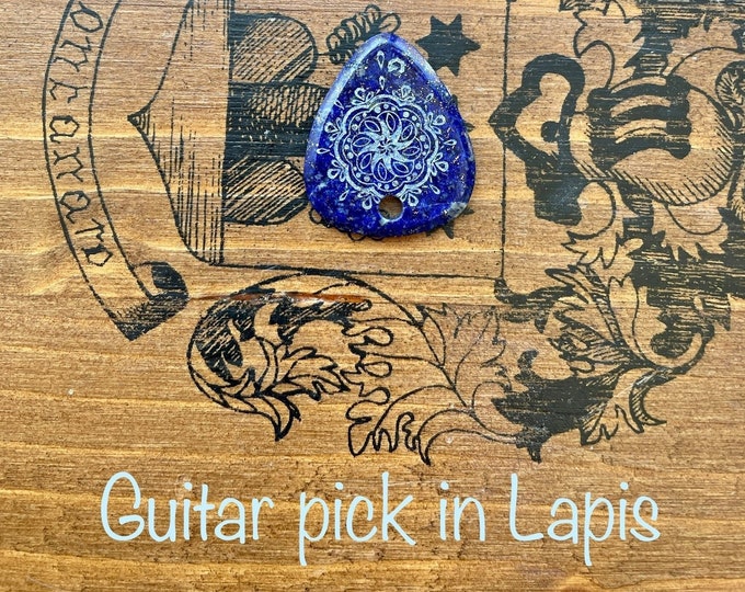 Lapis Pick With Pyrite. Beautiful Guitar Pick in Engraved Lapis. Pick ...