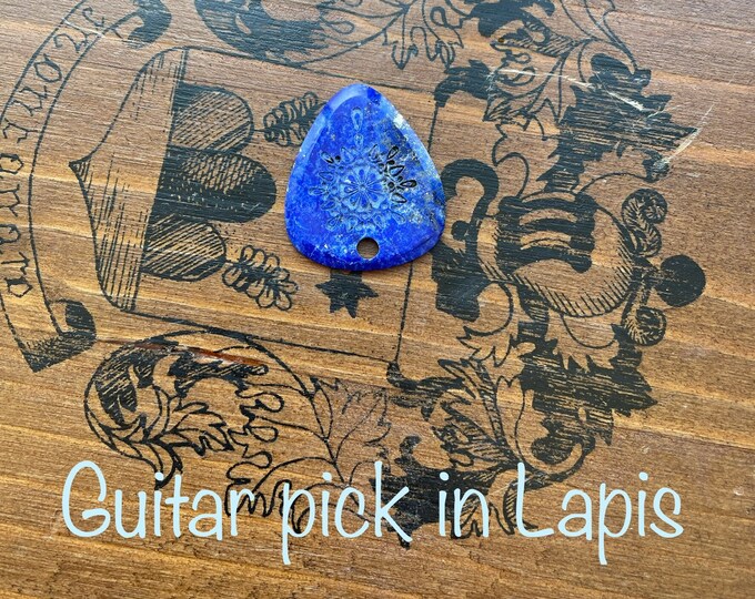 Pick in Lapis With Pyrite. Beautiful Guitar Pick in Engraved Lapis ...