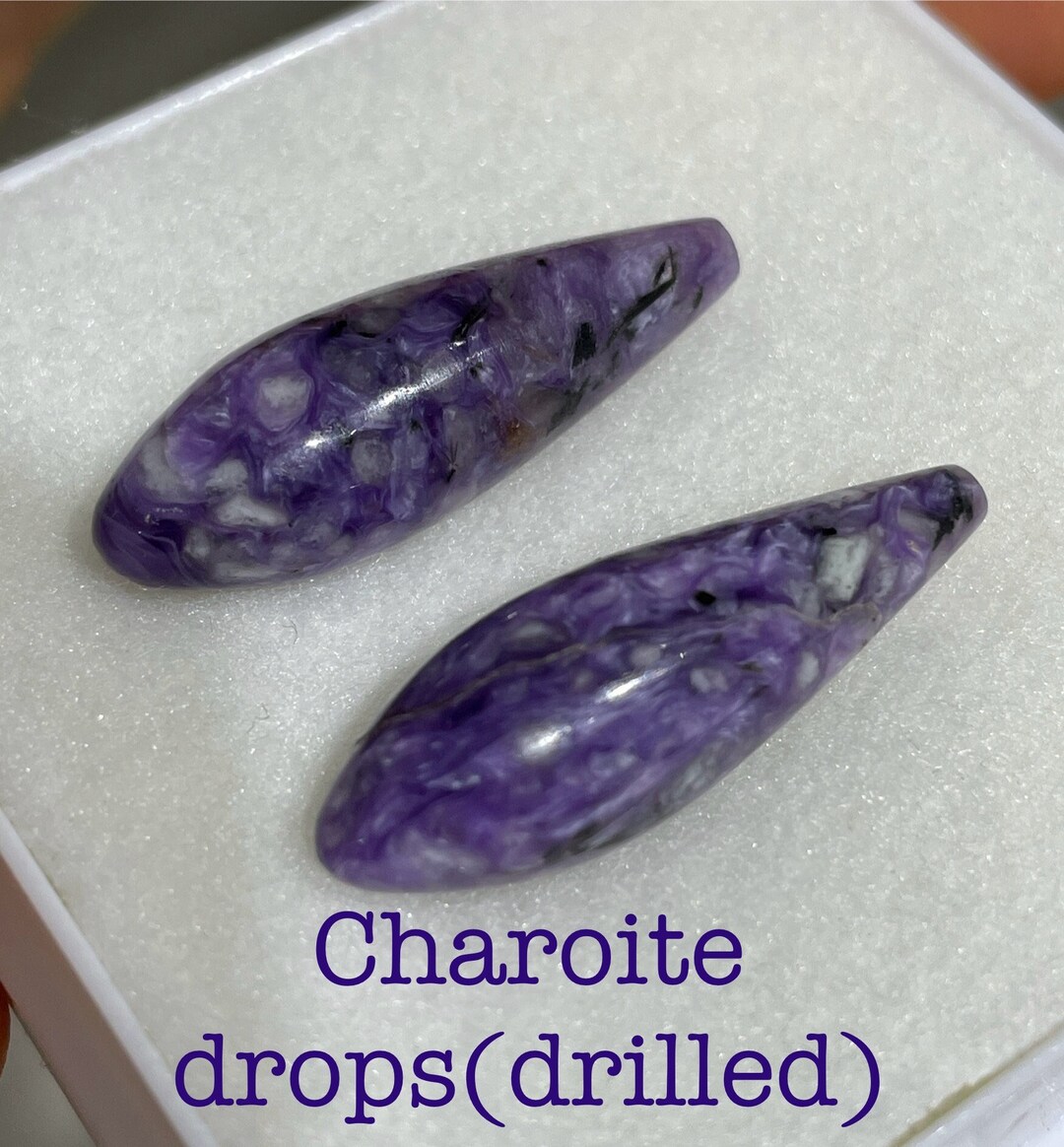 Rare Drop in Natural Charoite. Two Drops, Already Drilled in Charoite. - Etsy