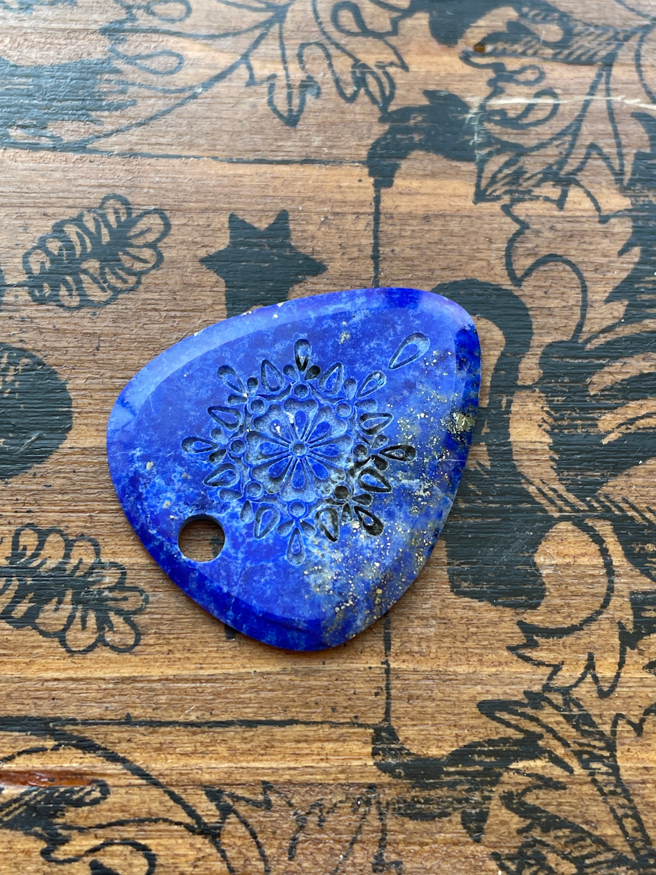 Pick in Lapis With Pyrite. Beautiful Guitar Pick in Engraved - Etsy