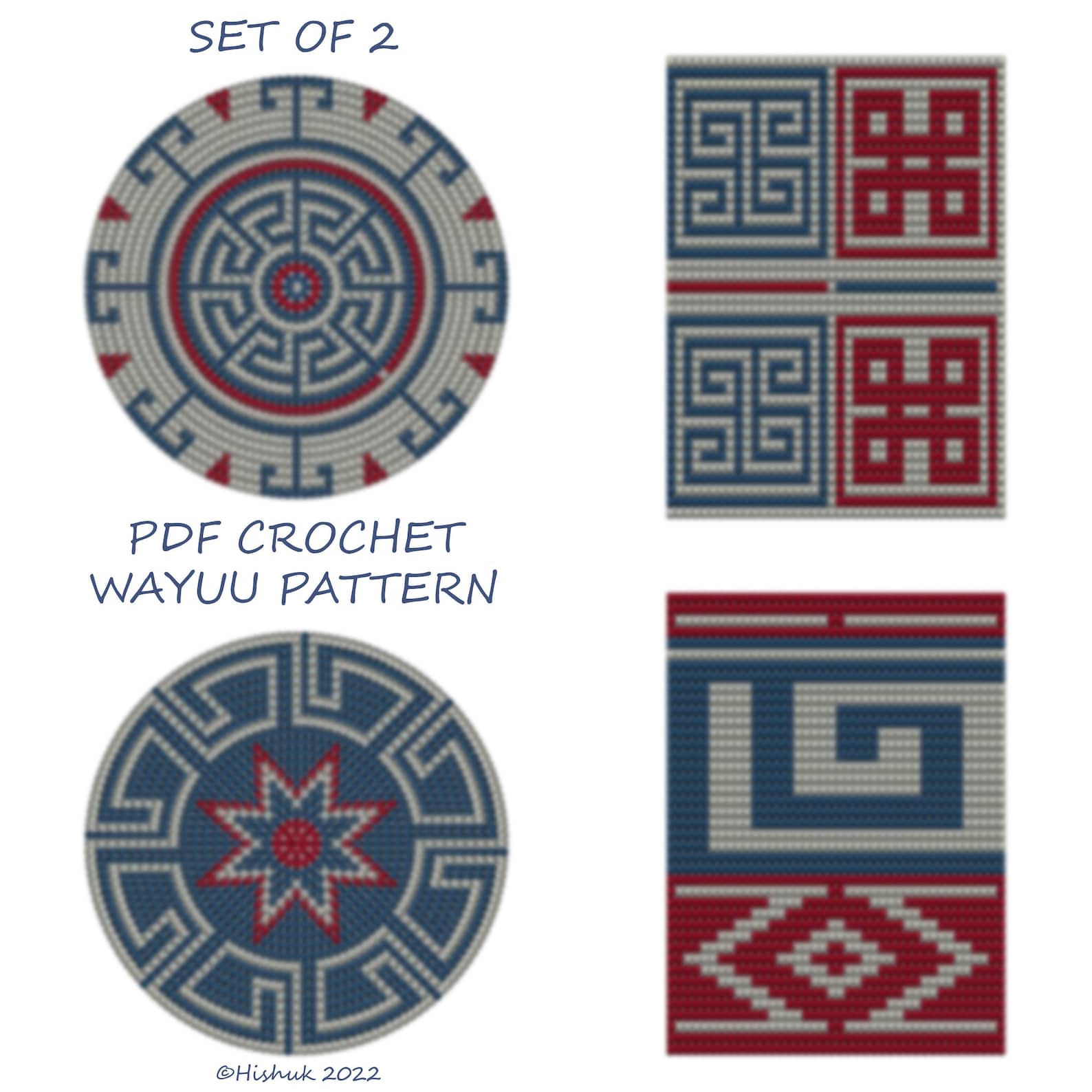 Wayuu Bag PATTERN, Set of 2 Mochila Charts, Tapestry Crochet Greek Key ...