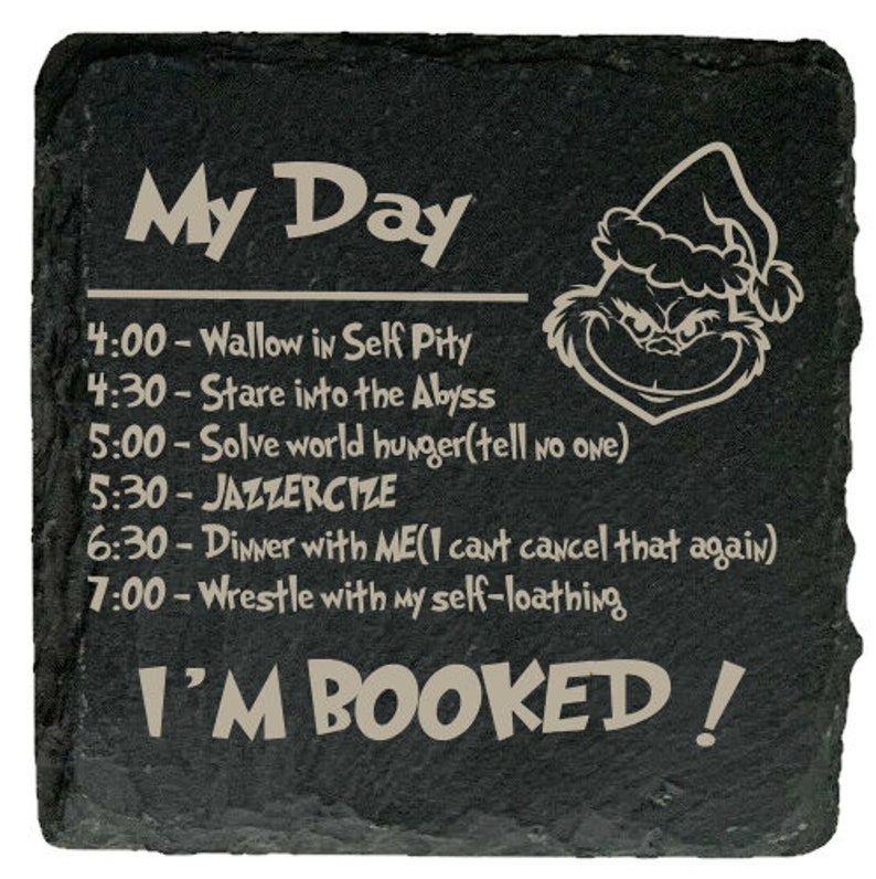 The Grinch Quote My Day - I'm Booked! Coaster Natural Slate - Etsy Canada