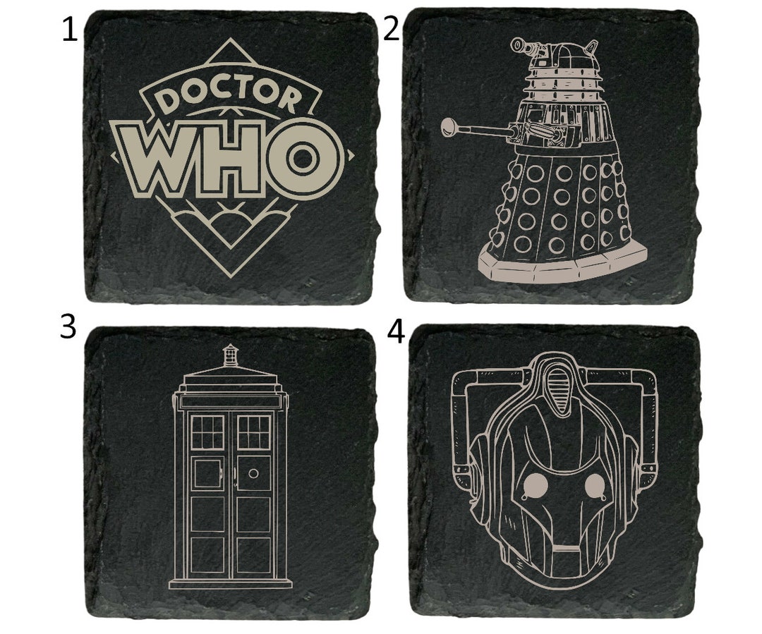 Doctor Who Inspired Natural Slate Coasters - Dr Timelord Dalek Cybermen ...