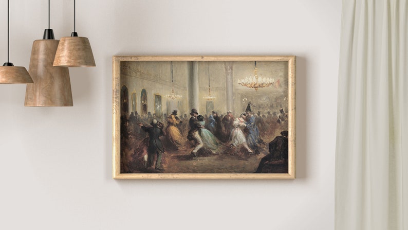 Vintage Masquerade Ball Painting Antique Living Room Art Print Digital ...