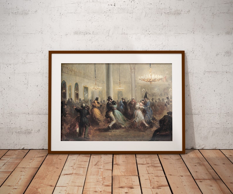 Vintage Masquerade Ball Painting Antique Living Room Art Print Digital ...