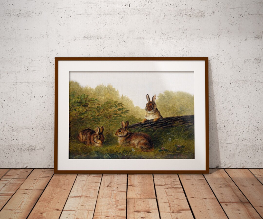 Easter Printable-vintage Rabbit Painting-vintage Easter Prints-antique ...