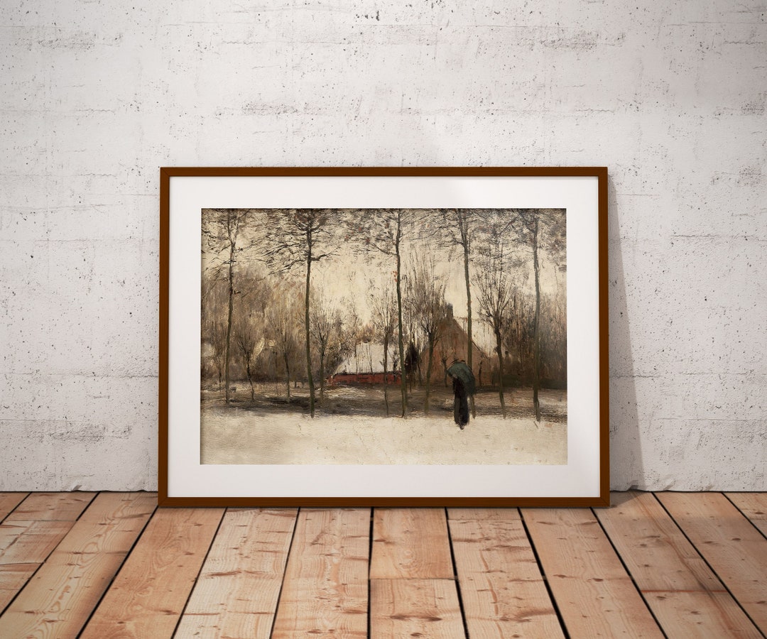 Winter Wall Art, Snowy Landscape Painting, Snow Trees Painting, Cozy ...