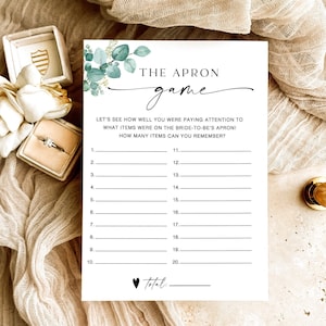 Bridal Shower Apron Game, Guess the Items on Apron, Bridal Shower ...