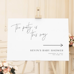 Baby Shower Direction Sign Template, Modern Shower Arrow Sign ...