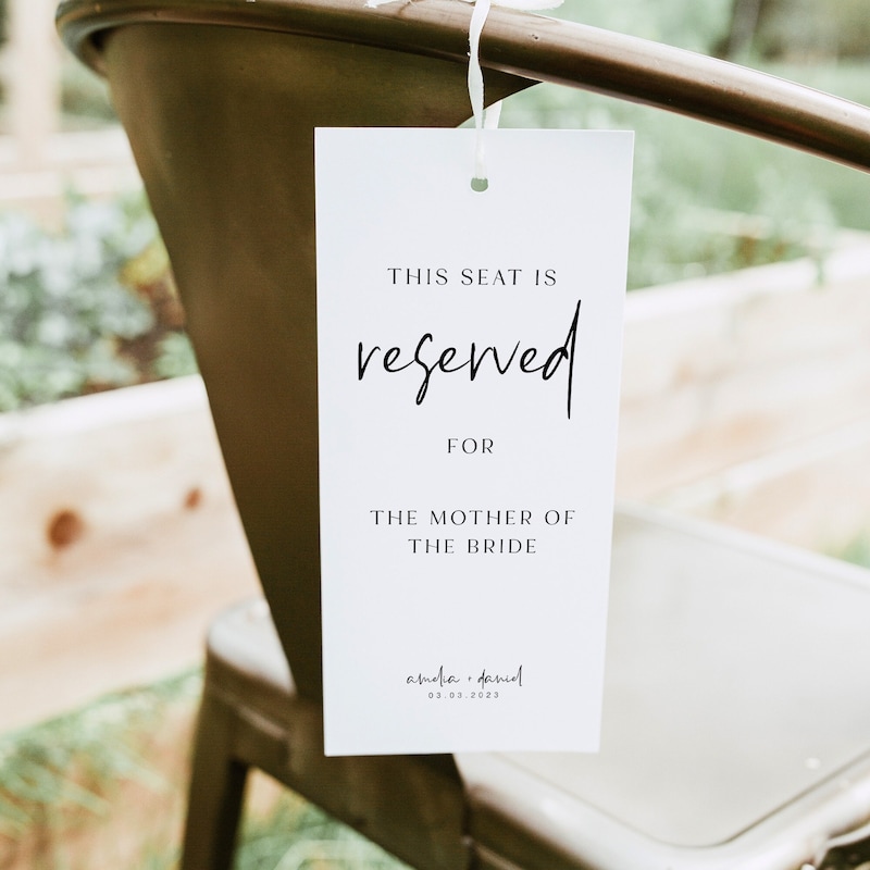 Wedding Ceremony Reserved Seating Signs - Etsy