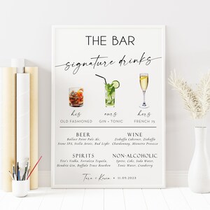 Signature Cocktail Sign, Template Drink Sign, Bar Menu Poster, His Ours ...