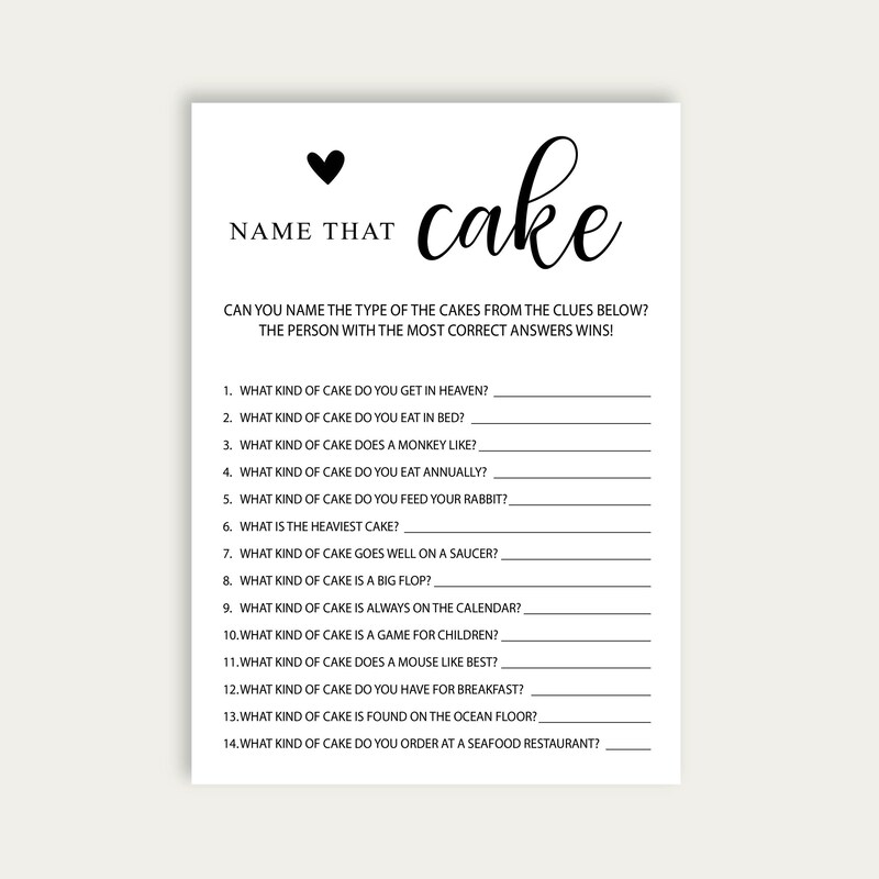 Name That Cake Game - Etsy