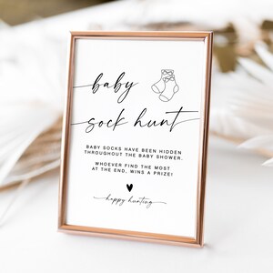 Baby Sock Hunt Baby Shower Game Sign, Baby Sock Hunt Sign, Editable ...