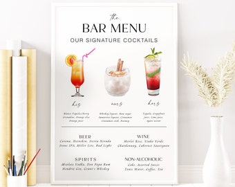 Bar Menu Printable Sign - Etsy