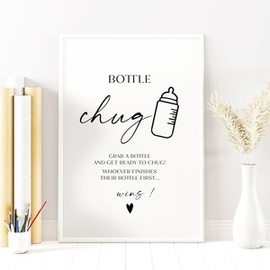 Baby Shower Bottle Chug Game, Minimalist Bottle Chug Game, Baby Bottle ...