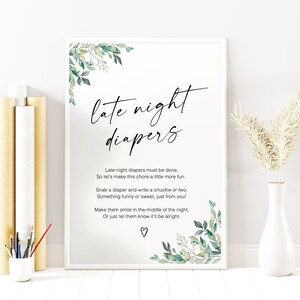 Instant Diaper Thoughts Sign, Modern Baby Shower Activity, Late Night ...