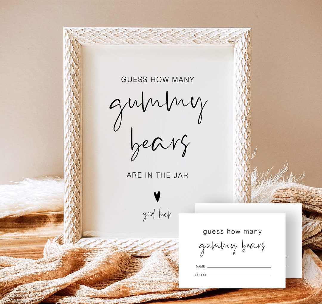Guess How Many Gummy Bears Sign, Baby Shower Gummy Bears Game, Instant ...