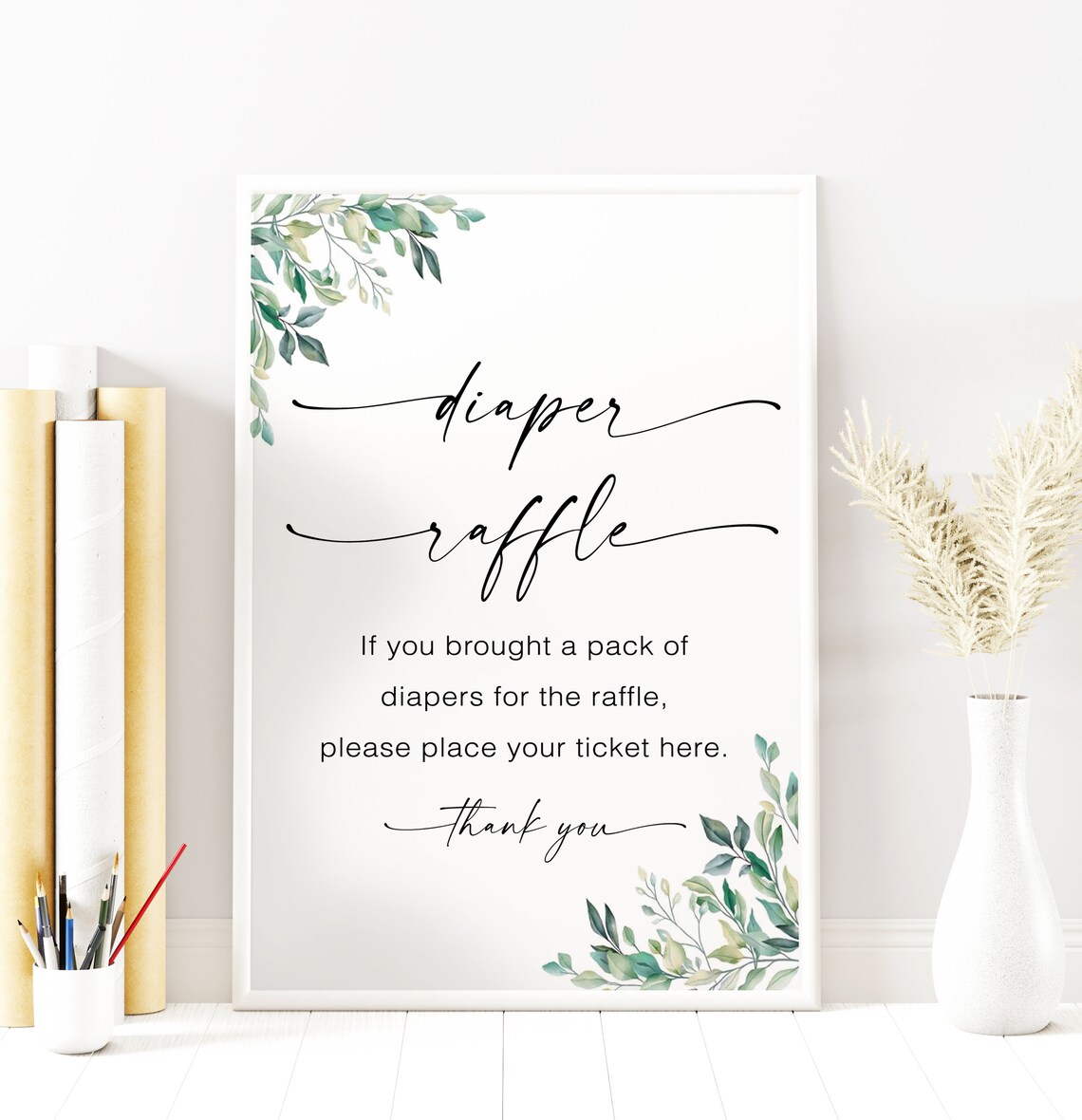 Diaper Raffle Baby Shower Sign Printable Boho Baby Game - Etsy