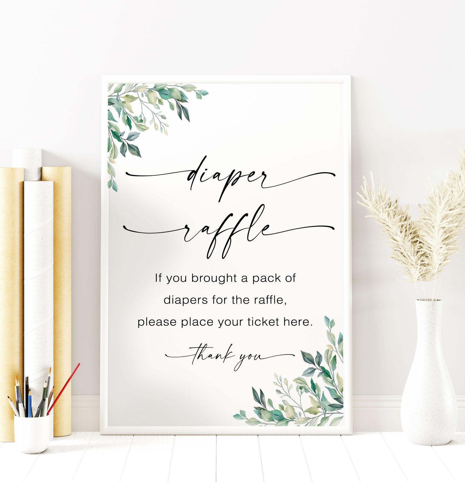 Diaper Raffle Baby Shower Sign Printable Boho Baby Game - Etsy