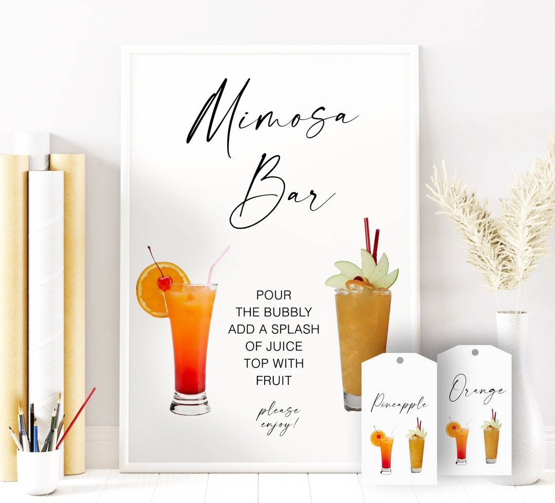 Mimosa Juice Tag, Momosa Juice Label, Mimosa Juice Tags, Modern ...