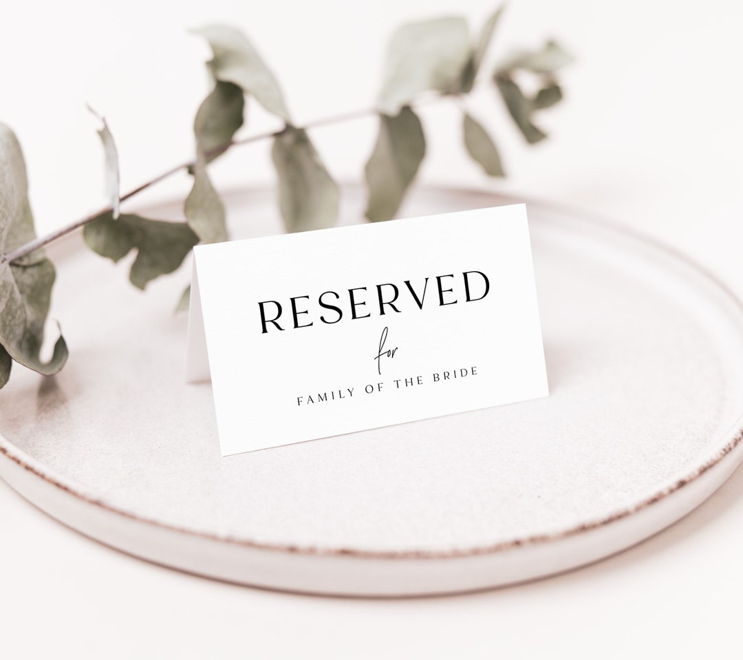 Editable Reserved Sign Template, Minimalist Wedding Reserved Sign, Boho ...